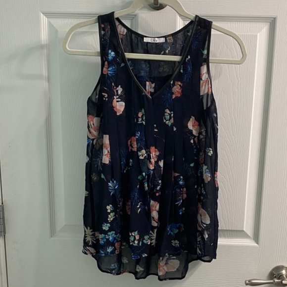 Dex | Tops | Dex Floral Tank With Leather Details | Poshmark